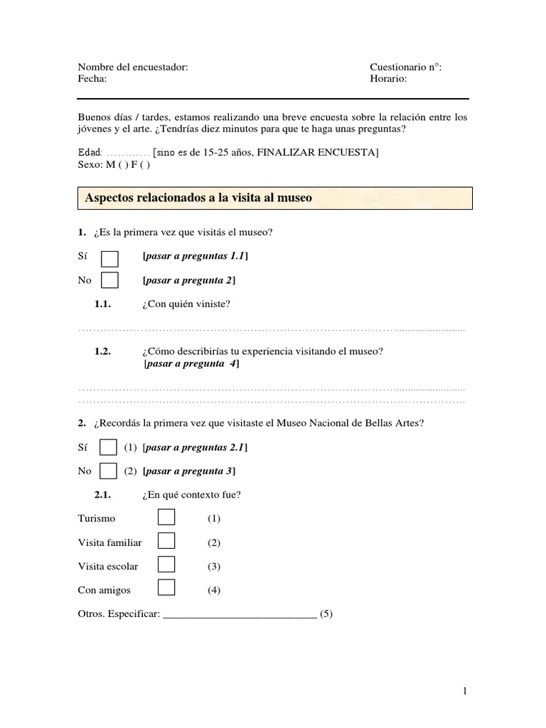 Cuestionario Museo Pdf | Pdf | Artes (general)