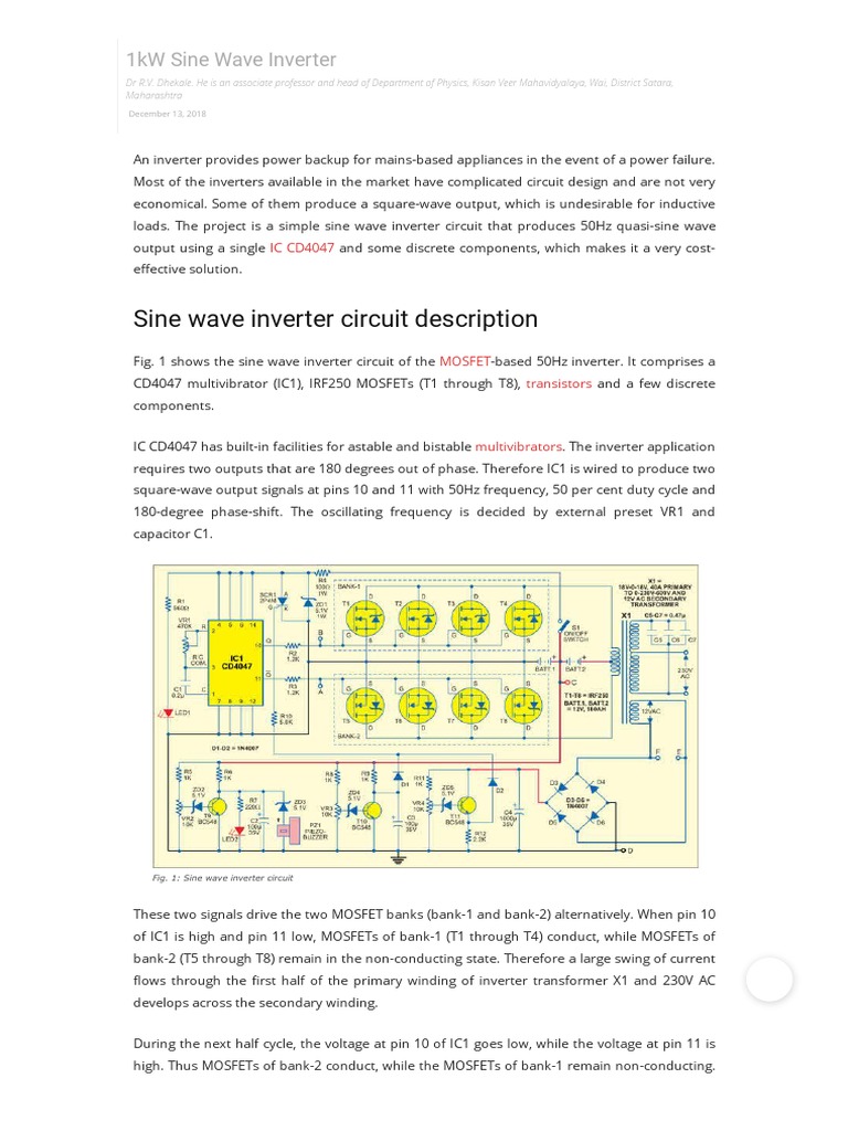 Sine Wave Inverter - Circuit Diagram With Full Explanation | PDF ...