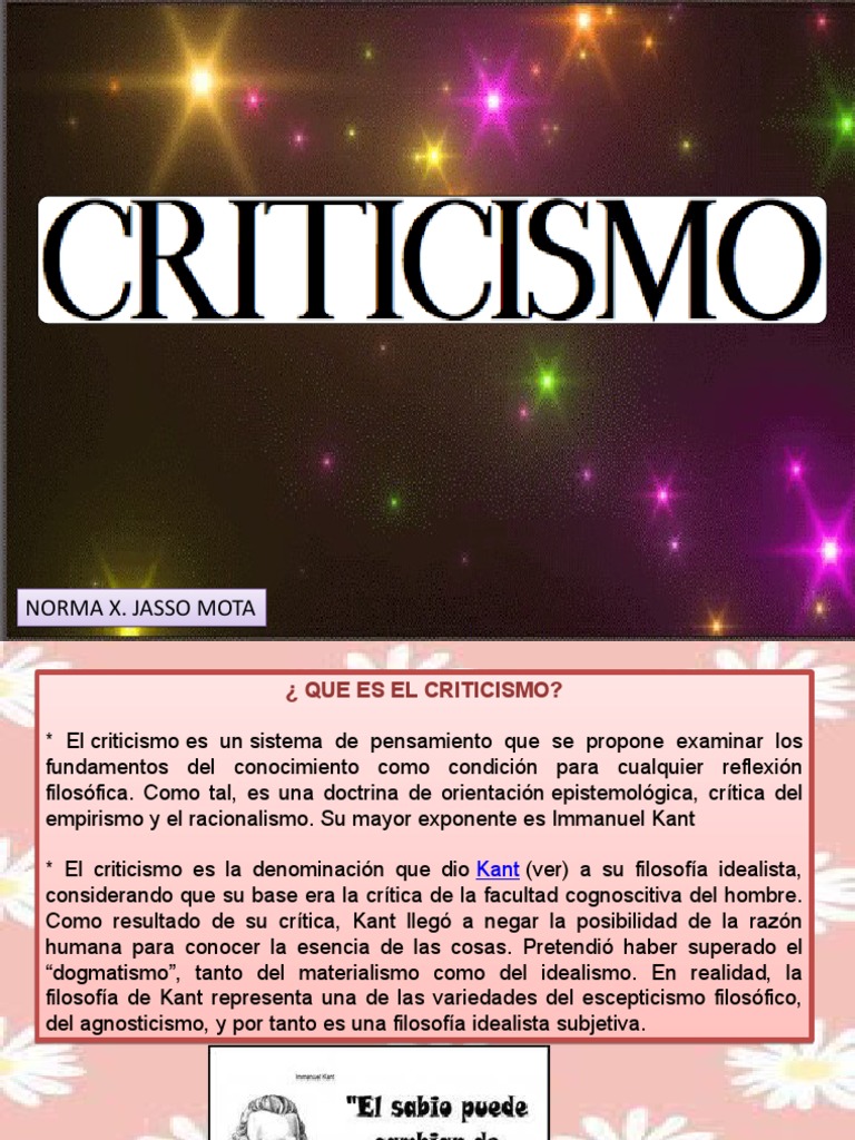 Criticismo | PDF | Teorías epistemológicas | Immanuel Kant