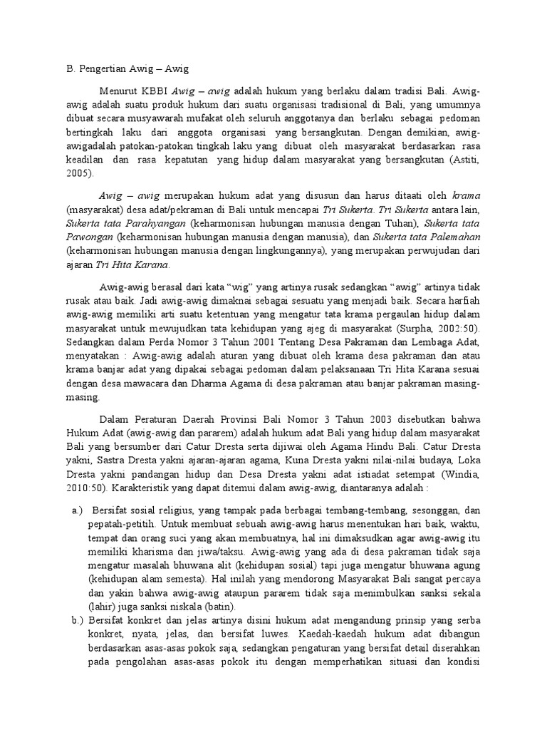 Pengertian Awig Awig | PDF