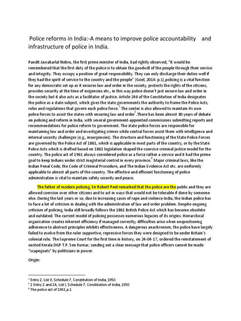 Police Reforms PDF | PDF | Police | Crime & Violence