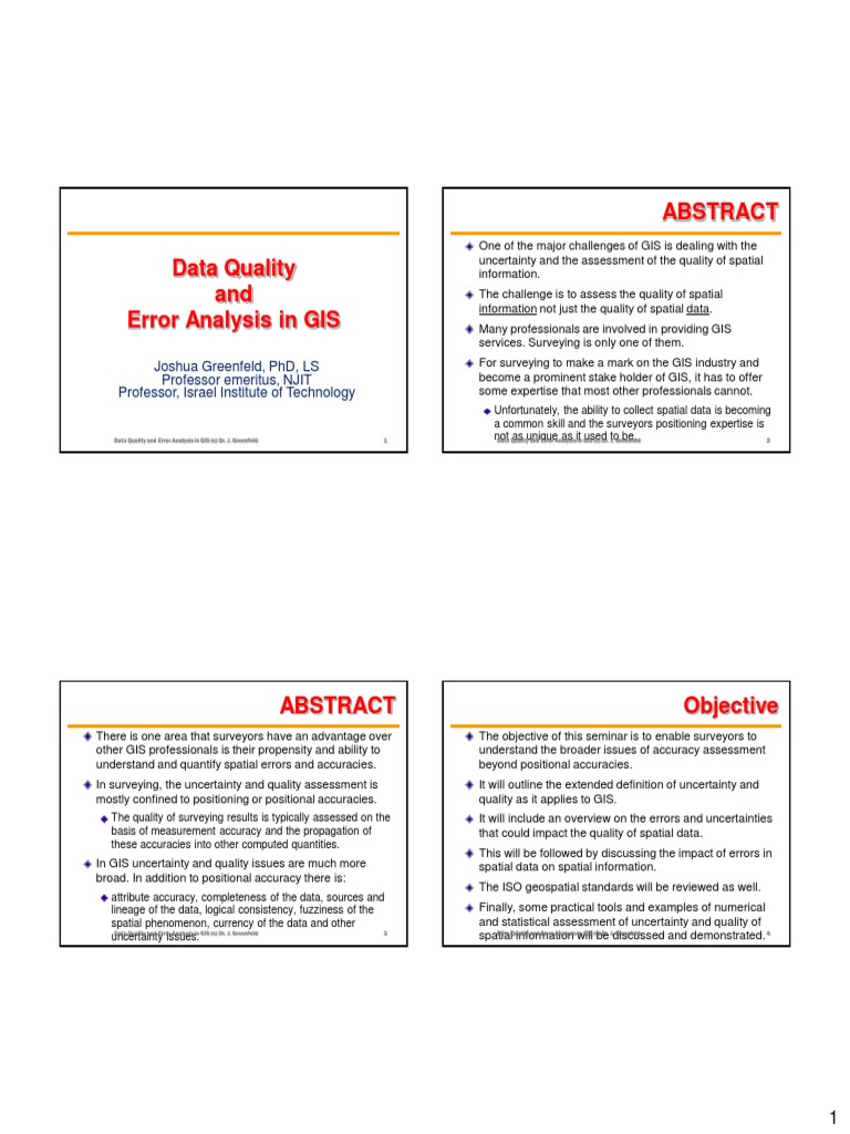 Data Quality and Error Analysis in GIS | PDF | Geographic Information ...
