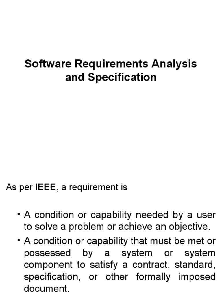 Software Requirements Analysis and Specification | PDF | Feasibility ...