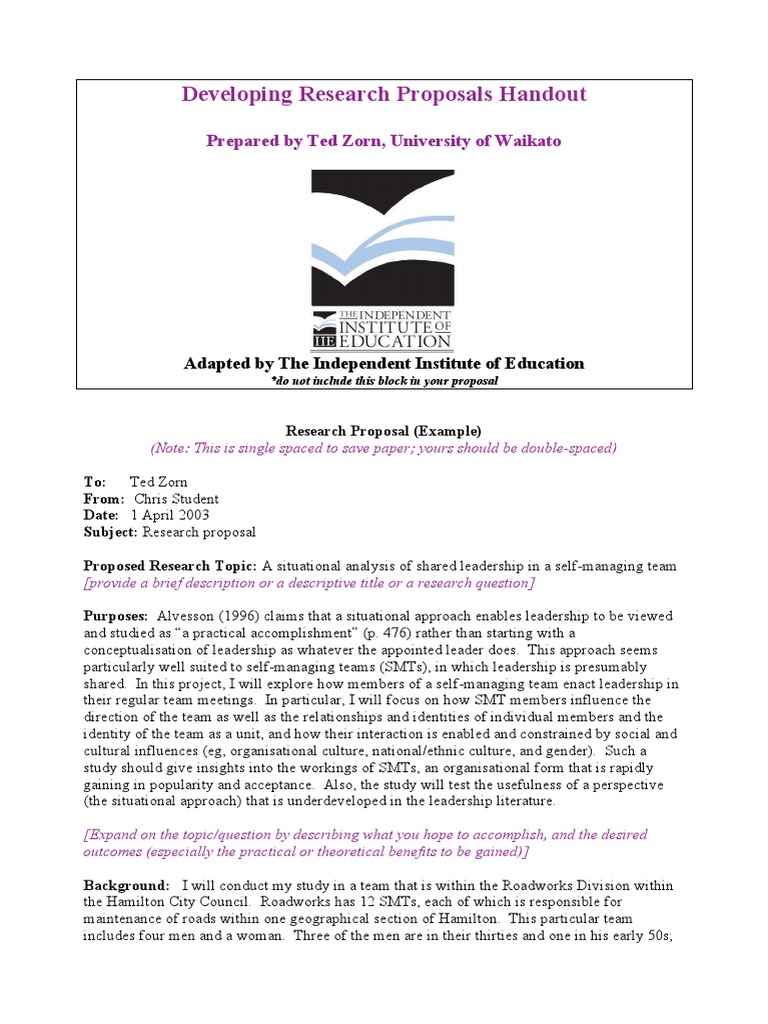 Research Proposal Example PDF | PDF | Leadership | Interview