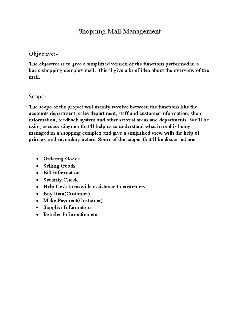Overview of Shopping Mall Management | PDF