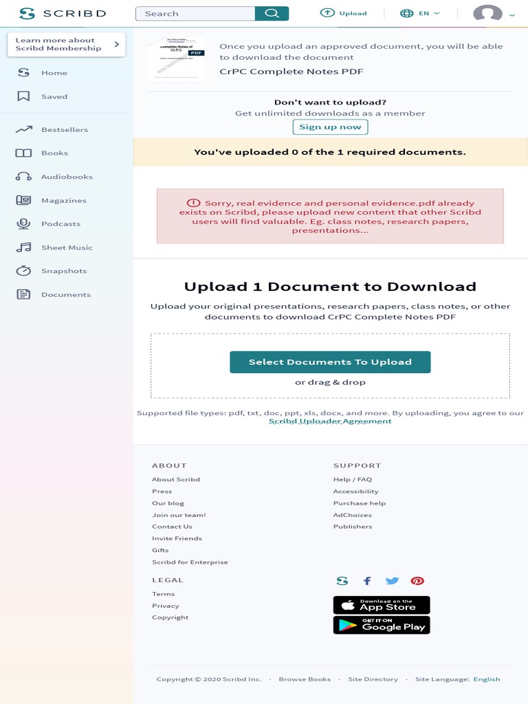Upload 1 Document To Download: You've Uploaded 0 of The 1 Required Documents | PDF | Scribd ...