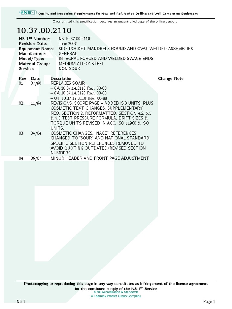 Side Pocket Mandrel NS 1 A4 1watermarked PDF | PDF | Welding | Construction