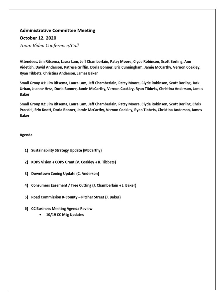 Administrative Committee Meeting Agenda | PDF