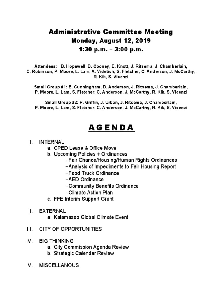 Agenda: Administrative Committee Meeting | PDF | Public Sphere