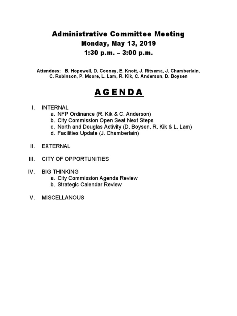 Agenda: Administrative Committee Meeting | PDF