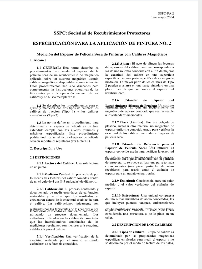 SSPC Pa2 Español | PDF | Calibración | Revestimiento