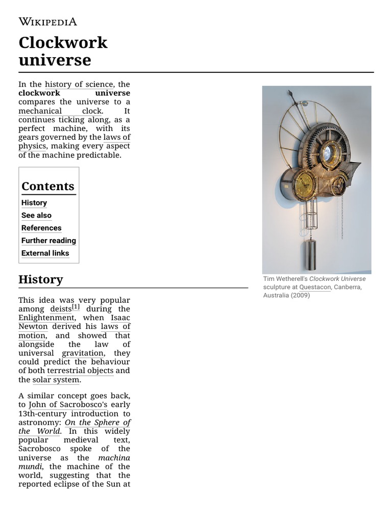 Clockwork Universe - Wikipedia PDF | PDF | Metaphysics | Science
