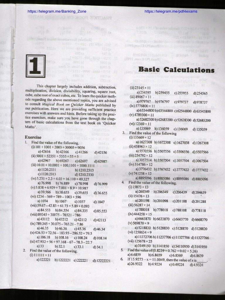 CH 1 - Basic Calculations | PDF | Equations | Mathematical Concepts