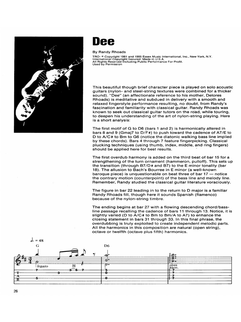 Dee (Orig Randy RhoadsTab) PDF | PDF