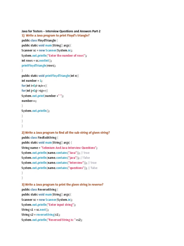 1) Write A Java Program To Print Floyd's Triangle?: Class Void New | PDF | Method (Computer ...