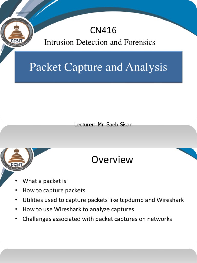 Cn 422 Week3 Lect Packet Capture And Analysis Pdf Computer Network Network Switch 