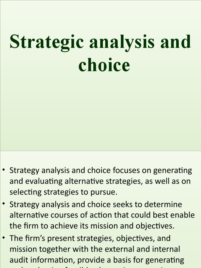 Strategic Analysis and Choice | PDF | Strategic Management | Cognition