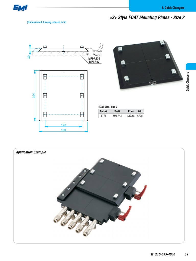 S Style EOAT Mounting Plates - Size 2: (Dimensioned Drawing Reduced To ...