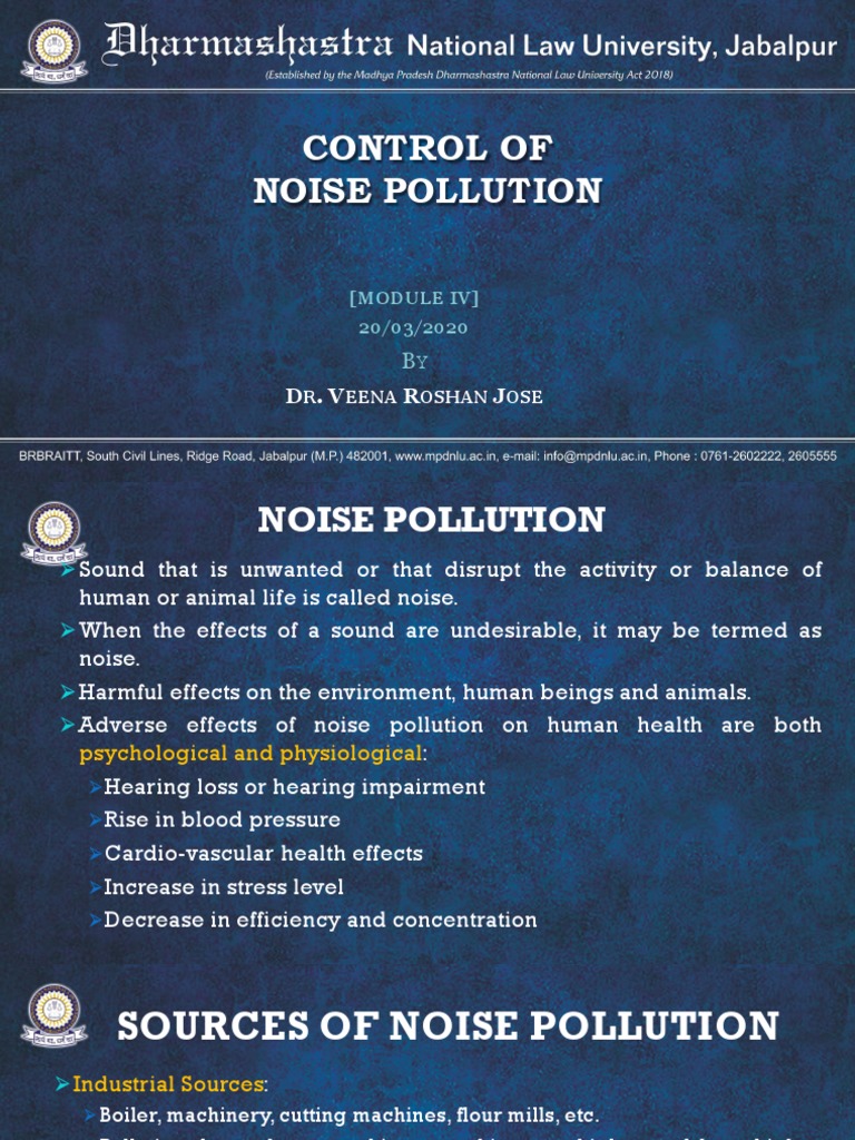 Control of Noise Pollution: D - V R J | Download Free PDF | Nuisance ...