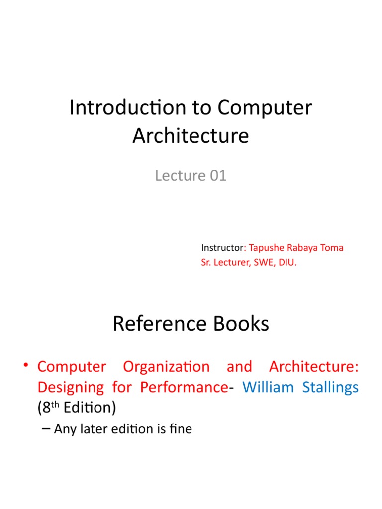 Introduction To Computer Architecture: Instructor | PDF