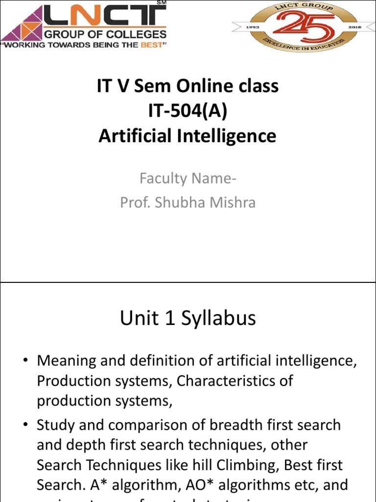 AI Unit I Lecture Notes | PDF | Artificial Intelligence | Intelligence ...