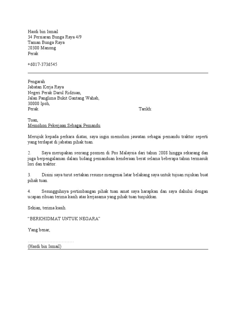 Contoh Cover Letter | PDF