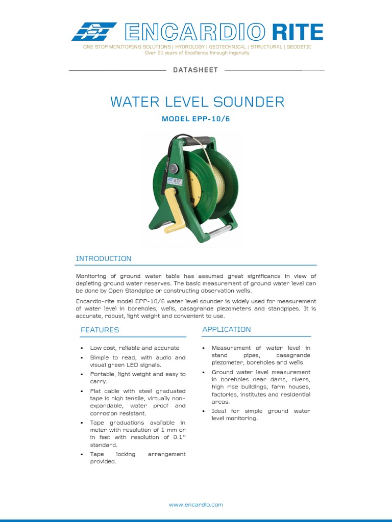 Water Level Sounder: MODEL EPP-10/6 | PDF | Groundwater | Aquifer