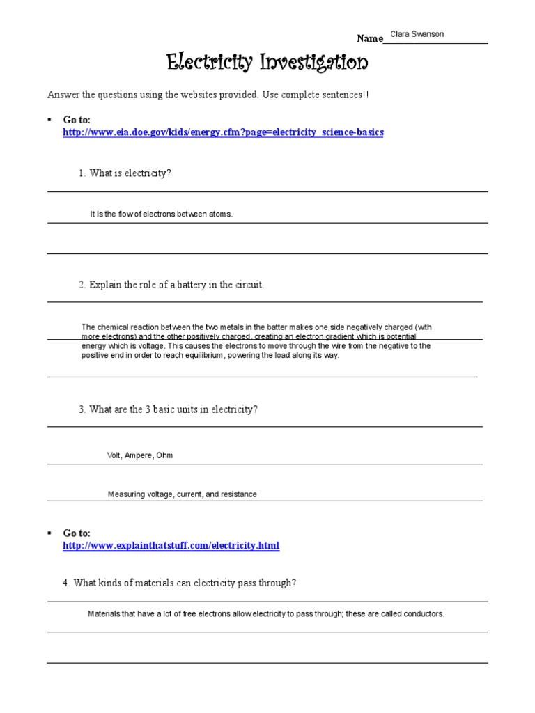 Kami Export - Clara Swanson - Electricity-Webquest-Part 1 | PDF ...