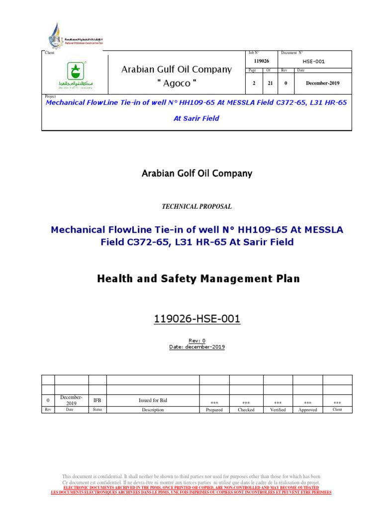 Health and Safety Management Plan | PDF | Occupational Safety And ...