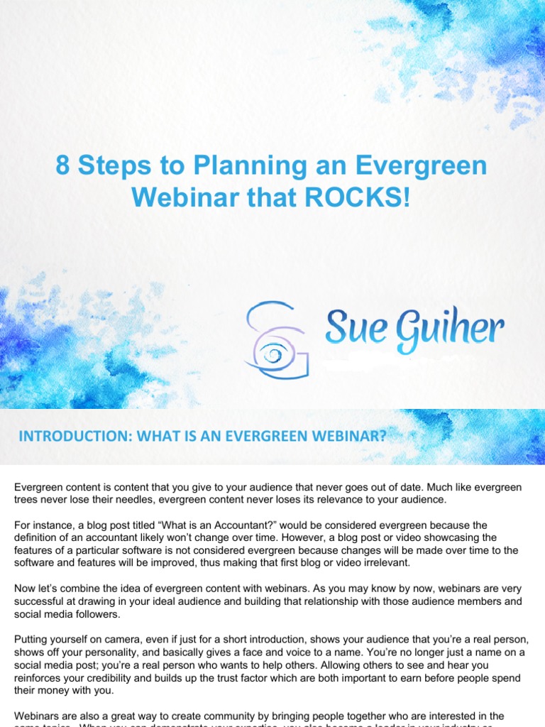 8 Steps To Planning An Evergreen Webinar That ROCKS! | PDF | Career ...