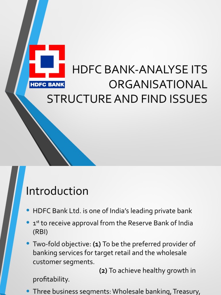 HDFC Bank-Analyse Its Organisational Structure and Find Issues | PDF ...