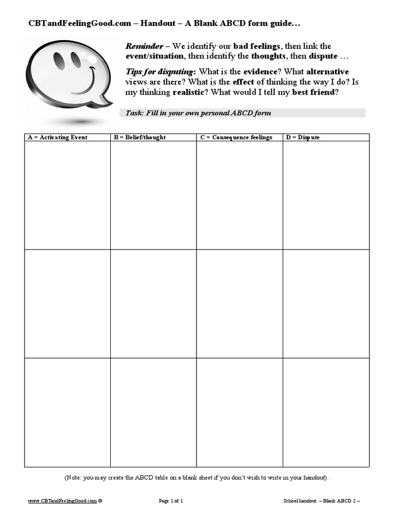 CBT School Handout Abcd2 | PDF