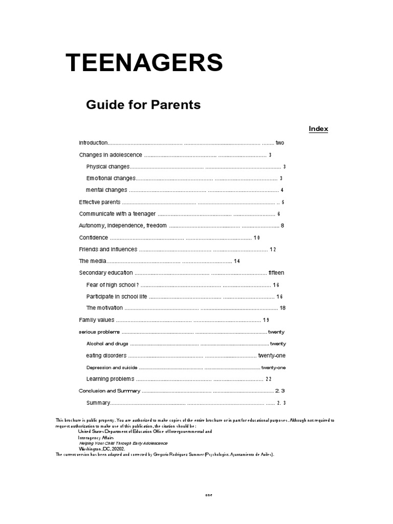Teenagers: Guide For Parents | PDF | Friendship | Adolescence