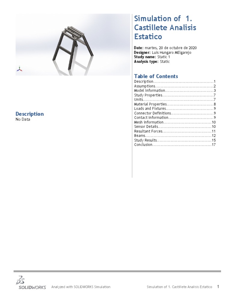 Castillete Analisis Estatico-Static 1-1 | PDF | Bending | Beam (Structure)