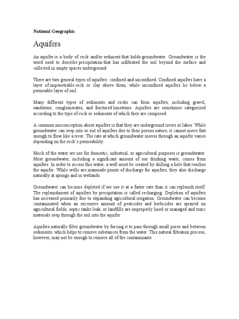 Aquifers: National Geographic | PDF | Aquifer | Groundwater