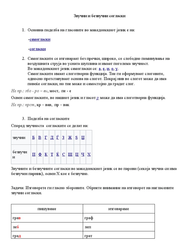Zvucni I Bezvucni Soglaski | PDF