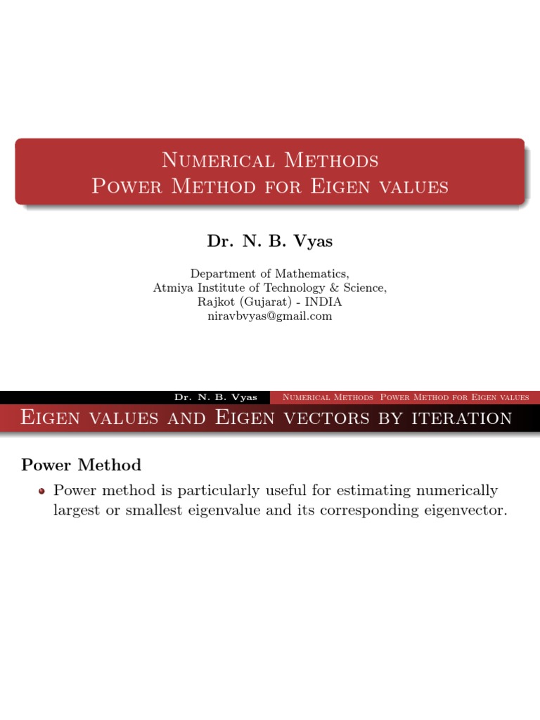 Power Method For EV | PDF | Eigenvalues And Eigenvectors | Computational Science
