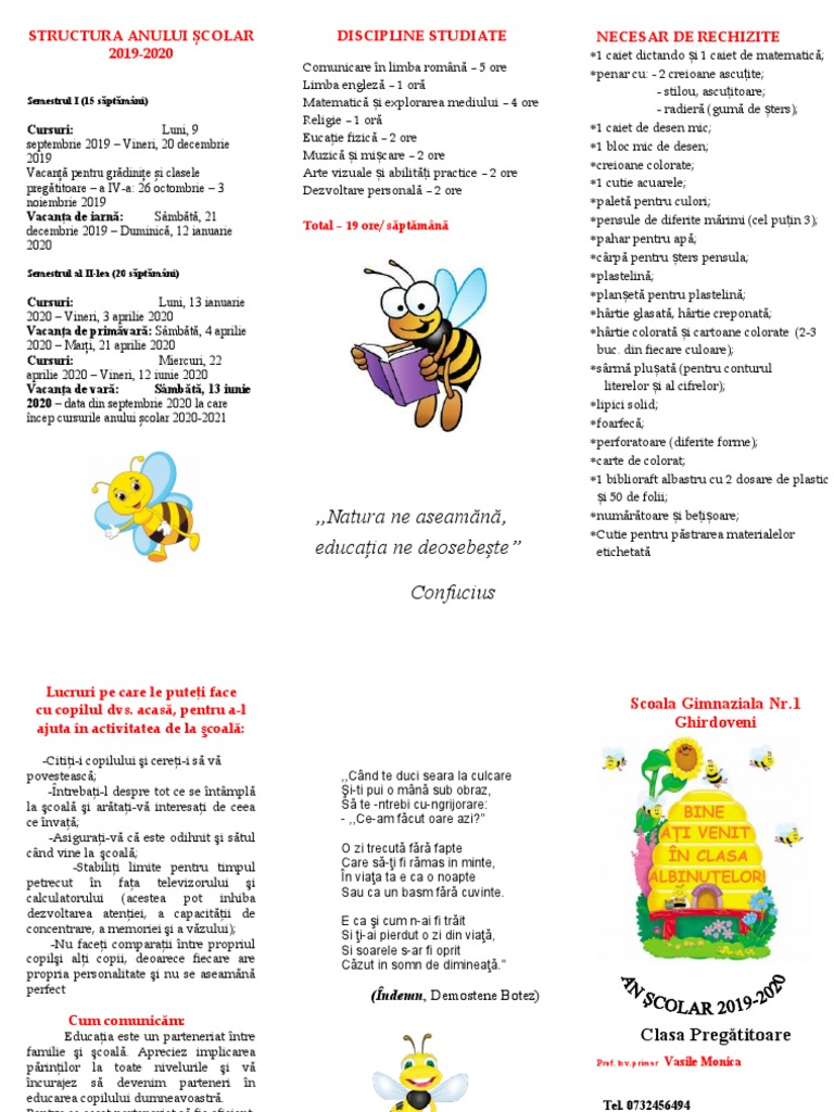 Pliant Clasa Pregatitoare | PDF