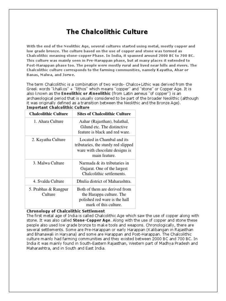 The Chalcolithic Culture | PDF | Pottery | Archaeology