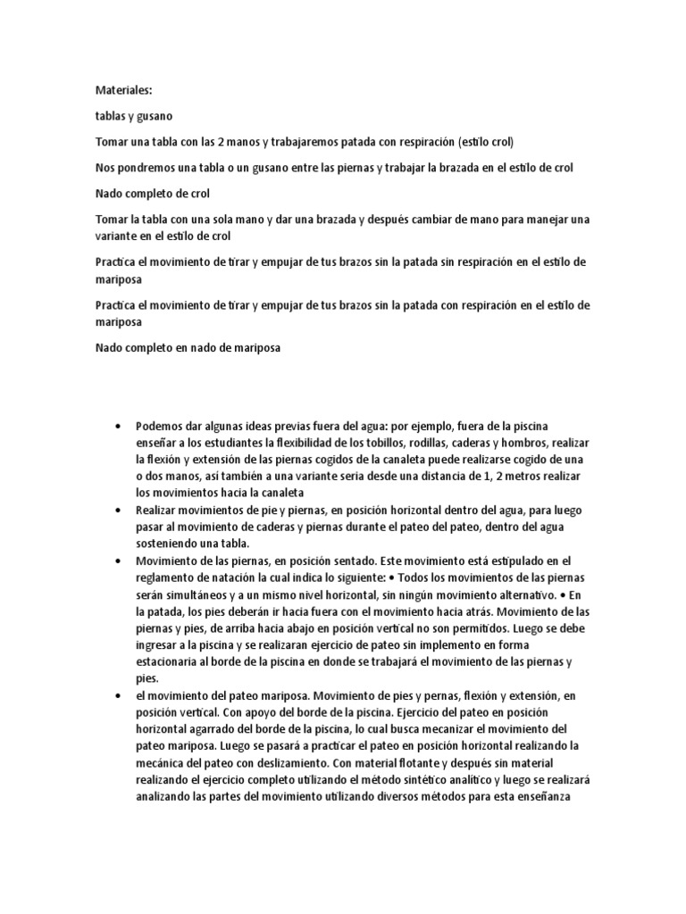 Mariposa | PDF | Codo | Nadando