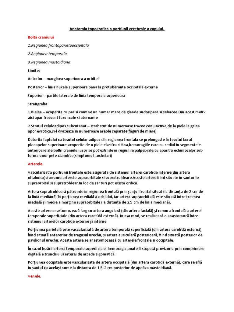 Anatomia Topografica A Portiunii Cerebrale A Capului | PDF