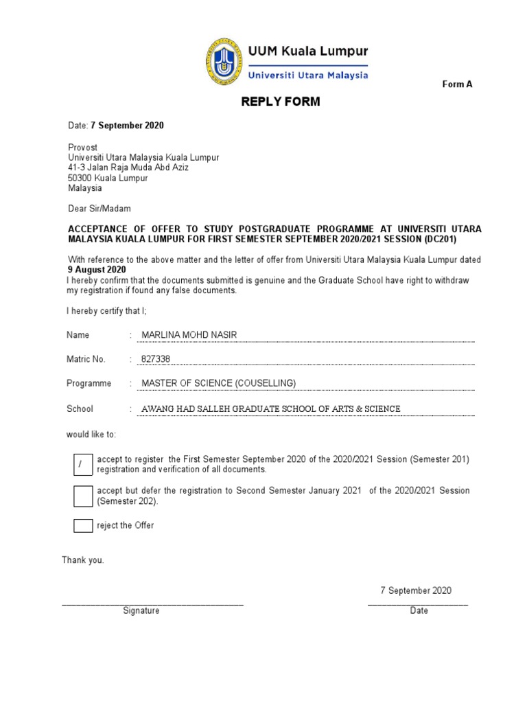 Registration Form Uumkl Local | PDF