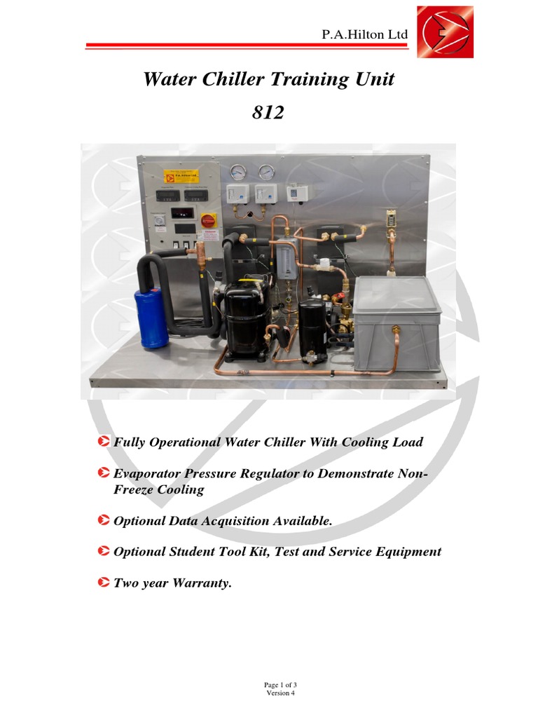 Water Chiller Training Unit 812: P.A.Hilton LTD | PDF | Automation ...