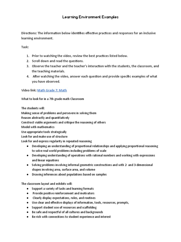 Effective Schools Observation Grade 7 - Mackenzie Smith | PDF ...