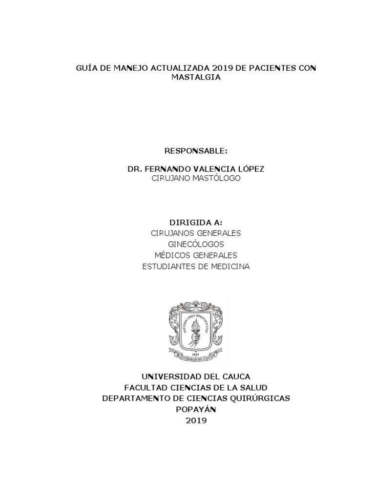 Guía 2019 para el Manejo de Mastalgia | PDF | Ciclo menstrual | Pecho