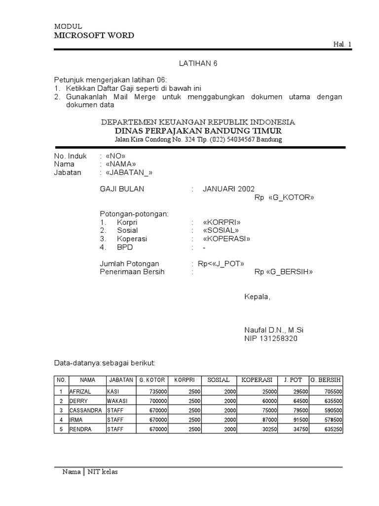 Latihan Mail Merge | PDF
