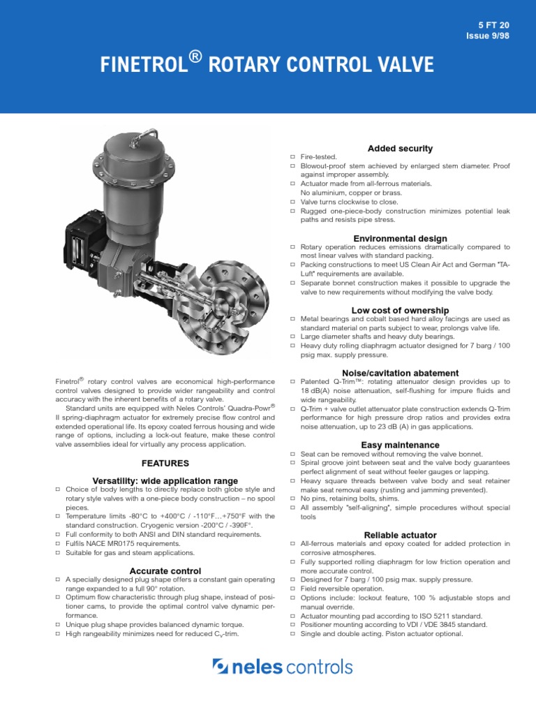 Finetrol Rotary Control Valve: Added Security | PDF | Valve | Pounds ...
