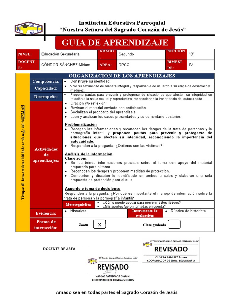 Guia de Aprendizaje Virtual 02 DPCC 2do B NSSCJ 2020 | PDF | Aprendizaje | Cognición