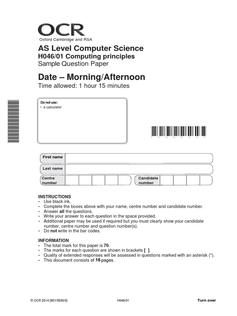 Unit h046 1 Computing Principles Sample Assessment Materials | PDF | System | Argument