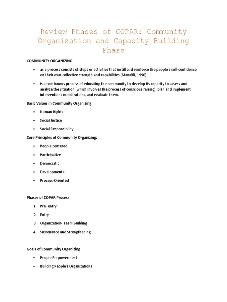 Review Phases of COPAR: Community Organization and Capacity Building ...